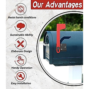 Red Mailbox Flag Replacement Galvanized Steel Mailbox Replacement Flag Kit Universal Outgoing Mail Mailbox Flag Proof Metal Replacement Flag Peel and Stick Universal Mailbox Flag for Outgoing Mailbox