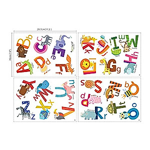 DECOWALL DS-8002 Animal Alphabet Kids Wall Stickers Wall Decals Peel and Stick Removable Wall Stickers for Kids Nursery Bedroom Living Room (Small) Decor