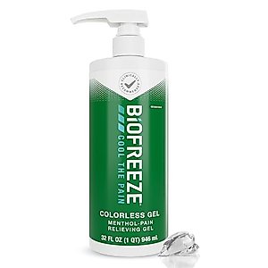 Biofreeze Menthol Pain Relieving Gel 32 FL OZ Bottle With Pump For Pain Relief Associated With Sore Muscles, Arthritis, Simple Backaches, And Joint Pain, Colorless Formula (Packaging May Vary)
