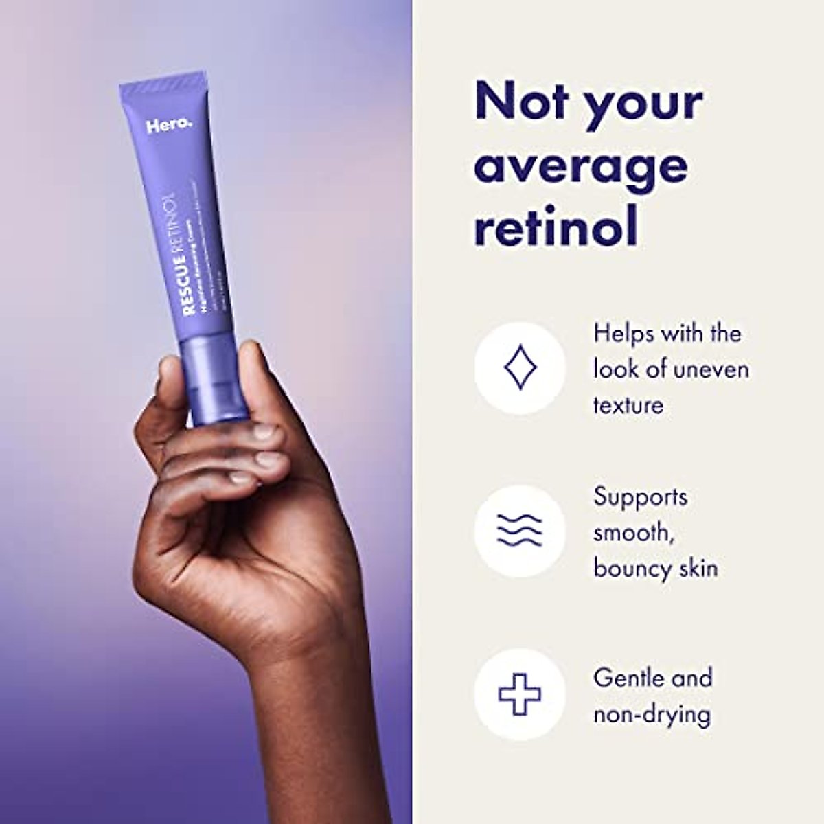 Hero Cosmetics Rescue Retinol Nighttime Renewing Cream - Helps With the Look of Uneven Texture and Post-Blemish Marks - Gentle, Non-Drying Formula, Introduction Retinol - Safe for Sensitive Skin (30 ml)