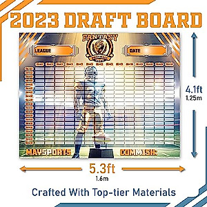MAYSPORTS Extra Large Fantasy Football Draft Board 2023-2024 Kit - 5.3ft x 4.1ft Board, 596 Player Labels, 2023 Top Rookies, FA Players, Schedule Included- Color Edition[14 Teams 20 Rounds]