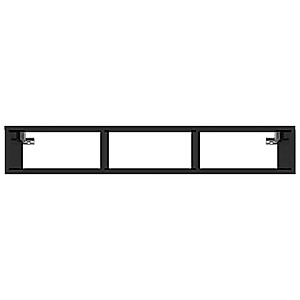vidaXL Wall Shelf High Gloss Kitchen Wall-Mounted Floating Hanging TV Cabinet CD Shelf Bookcase Display Furniture Black Engineered Wood