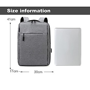 Business Travel Laptop Backpack with USB Charging Port for Men Ladies Boys Girls, Large Capacity Anti-Theft Waterproof College School Bags Computer Backpacks for 15.6 Inch Laptop Notebook (Gray)