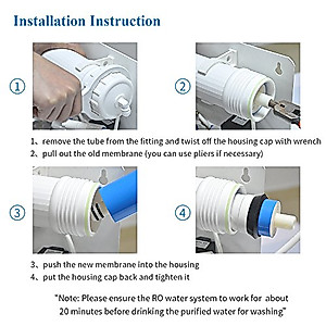 FS-TFC Reverse Osmosis Membrane 100 GPD Replacement Filter RO Membrane Universal Compatible Replacement RO Fits Residential Water Filter Purifier 1-Pack