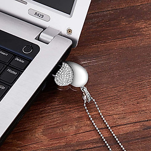 GARRULAX USB Flash Drive, Diamond Heart 8GB / 16GB / 32GB USB2.0 Waterproof USB Memory Stick Date Storage Pendrive Thumb Drives (32GB, Silver Heart)