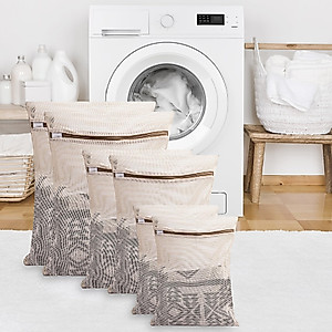 Klmnop 6 Pcs Mesh Laundry Bags, Cotton Laundry Bag with Premium Zipper, Laundry Bags Mesh Wash Bags for Bra, Shirt, Sock, Plush Toy(Beige)