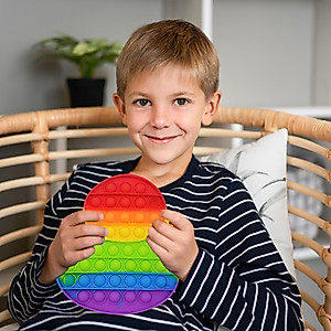 Animals Pop Fidget Toys Set, Silicone Rainbow Dinosaur Popper Fidget Set for Children, Sensory Squeeze Toys Stress Reliever Tool for Kids Adult ADHD Lion, Tiger, Horse and Duck 4 Pack