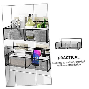 Alipis 1 set of Kitchen Necessities Black Sundries Bathroom Household Shower Wire Bin Toiletry Organizer Wall Rustproof Iron Mount Caddy Hanging Rack Shelf Wall- Storage Sorting Racks