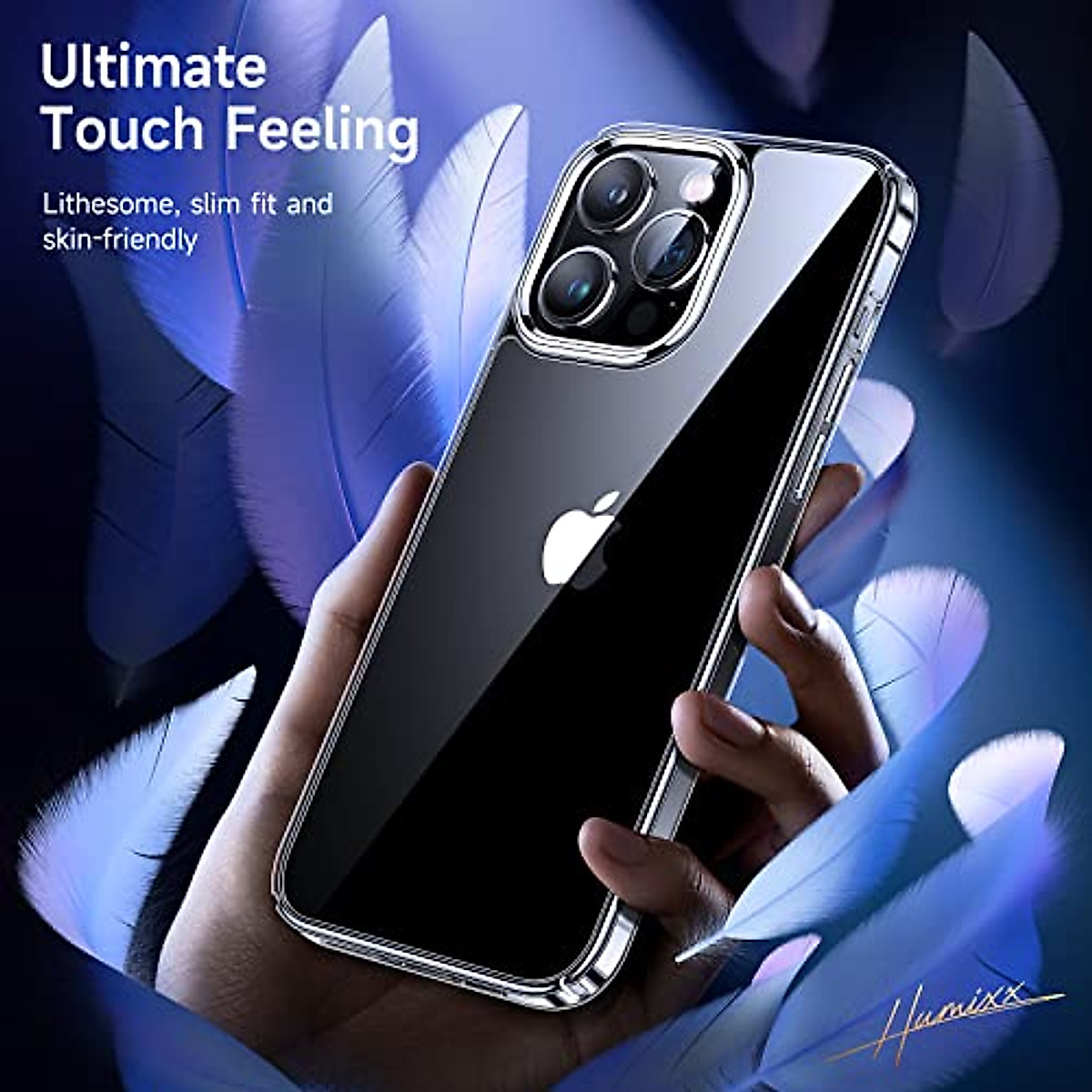 Humixx [5 in 1] for iPhone 14 Pro Case, with 2X Screen Protector + 2X Lens Protector, [20x Anti-Yellowing][12 FT Drop Protection] Clear Shockproof Protective Case for iPhone 14 Pro 6.1 inch