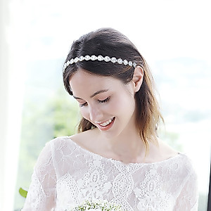 Oriamour Crystal Wedding Headband Bridal Headpiece Rhinestone Bridal Hair Accessories For Brides Flower Girl Bridesmaids Silver