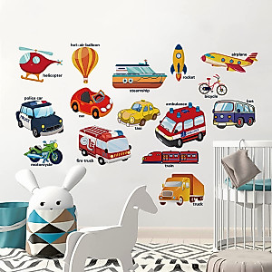 Transport Car Wall Decals Kids,Large Educational Kids Room Wall Stickers,Kids Wall Sticker Decors for Nursery,Boy Room,Bedroom,Classroom,Playroom,Living Room.