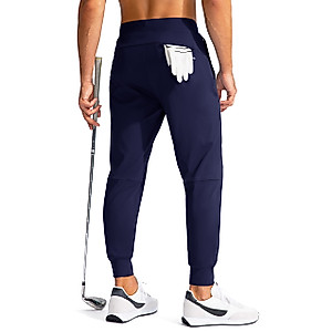 G Gradual Men's Golf Joggers Pants with Zipper Pockets Stretch Sweatpants Slim Fit Track Pants Joggers for Men Work Running (Navy, M)