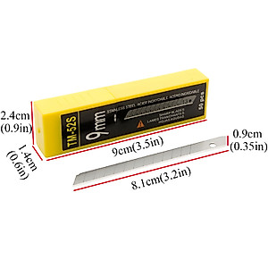 NBTOOL 100Pcs Utility Knife Blades 60 Degree Blades 9mm Snap Off Blades,Vinyl Wrap Tools Utility Blades Art Knife Replacement Stainless Steel Blades