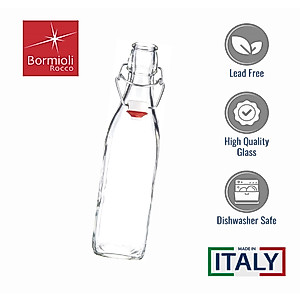 Bormioli Rocco Glass Swing Top Bottle, Set of 4, With Hermetic Lid, Dishwasher Safe, Made In Italy. (17 Ounce)