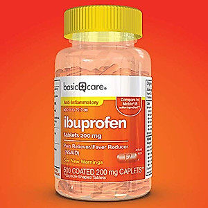 Amazon Basic Care Ibuprofen Tablets, 200 mg, Pain Reliever/Fever Reducer, 500 Count