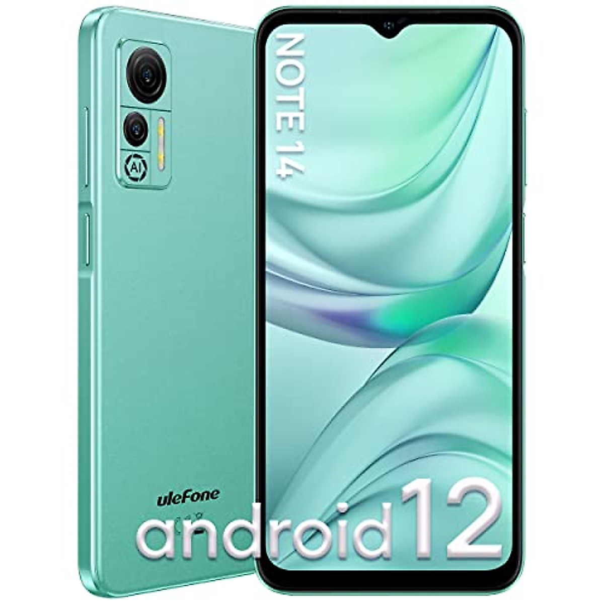 Ulefone Note 14 Unlocked Smartphone - 6.52-inch HD+ Android 12 OS 7GB RAM+16GB ROM 4500mAh Battery 5MP Front Camera 3-Card Slot Glove Mode Supported GPS/Type C Unlocked Mobile Cell Phone (Green)