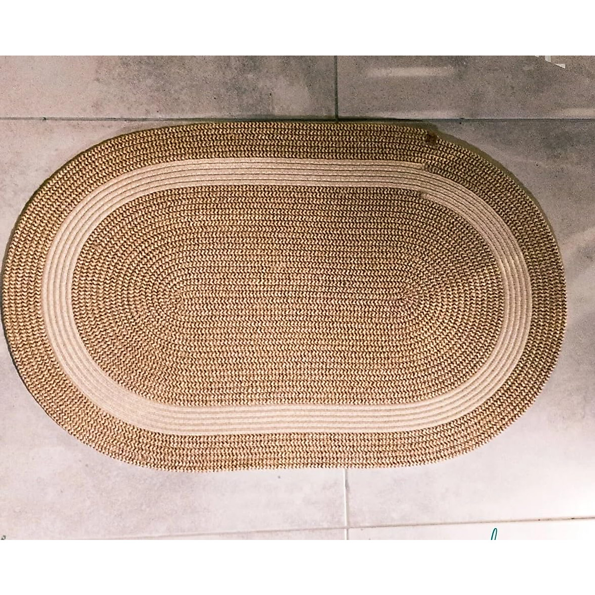 Tly Home-Beige Striped-Jute Door mat Rug -Jute Mats 19.6 x 31.50 Inches -Naturel Mats-Patterned Door Front-Bath Mat-Rug Mats Natural-Balcony mats-Gift- Houseware-Home Decore-Natural Welcome Doormat