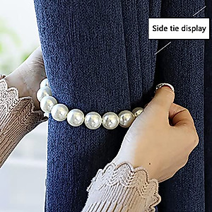 BAMFY Pearl Magnetic Curtain Tiebacks Handmade Weave Curtain Tie Backs Curtain Holders for Drapes Modern Window Draperies Decorative (Color : Brown)