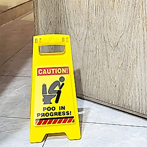 4 Pcs Poop in Progress Novelty Toilet Humour Warning Sign Toilet Occupied Funny Caution Sign Hilarious Secret Santa Gift for Bathroom Poop Sign for Restroom Office Decorations Hilarious Christmas