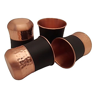 Ornate Internationlal 16 Oz Black Matte Moscow Mule Copper Cups and Barrel Mugs, Moscow Mule Mug with Rose Gold Copper Rims, Set of 4 (black)