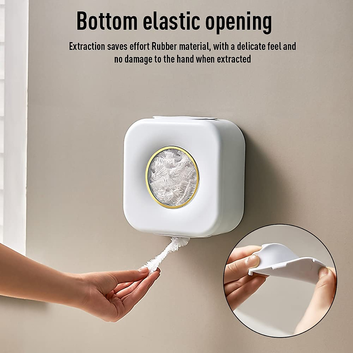 Elvaesther Wall Wrap Storage Box Dispenser, Plastic Fresh Keeping Bag Storage Box Wall Mounted Cling Film Storage Box with 300 Food Cling Film Removable Cling Film Box