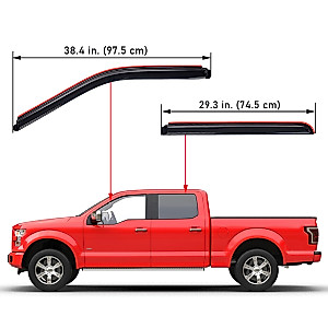 Lightronic WV194975 in-Channel Side Window Deflectors & Visors Rain Guards, Dark Smoke, 4-Pieces Set, Fits 2015-2024 Ford F-150 SuperCrew, 2017-2024 F-150 Raptor, 2022-2024 F-150 Lightning, SuperCrew