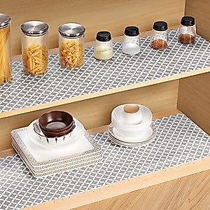 Shelf Liner for Kitchen Cabinets,12Inch x 10FT, Non Adhesive, Kitchen Drawer Liner Roll for Refrigerator/Pantry/Shelves/Under Sink, Waterproof Double Sided Non-Slip,Washable Cabinet Liners, Light Grey