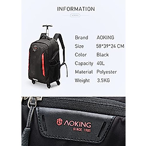 AOPMGOE AOKING 20/22″Water Resistant Rolling Wheeled Backpack Laptop Compartment Bag(22 inch, Black)