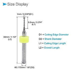 CoCud Micro PCB Drill Bits, 1/8" Shank 1mm Cutting Edge, Tungsten Carbide Print Circuit Board Drill Bit - (Applications: for CNC Drilling Engraving Machine), 10-Pieces