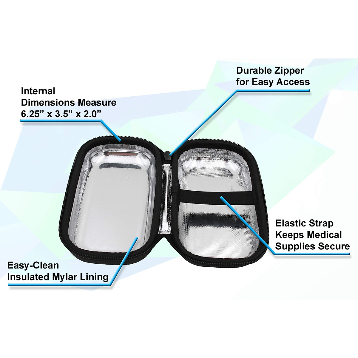 Casematix Compact Insulated Asthma Inhaler Travel Bag Case Compatible with Chamber Inhaler Spacer, Masks and More - Does Not Fit Spacers Longer Than 6.25 inches, Includes CASE ONLY