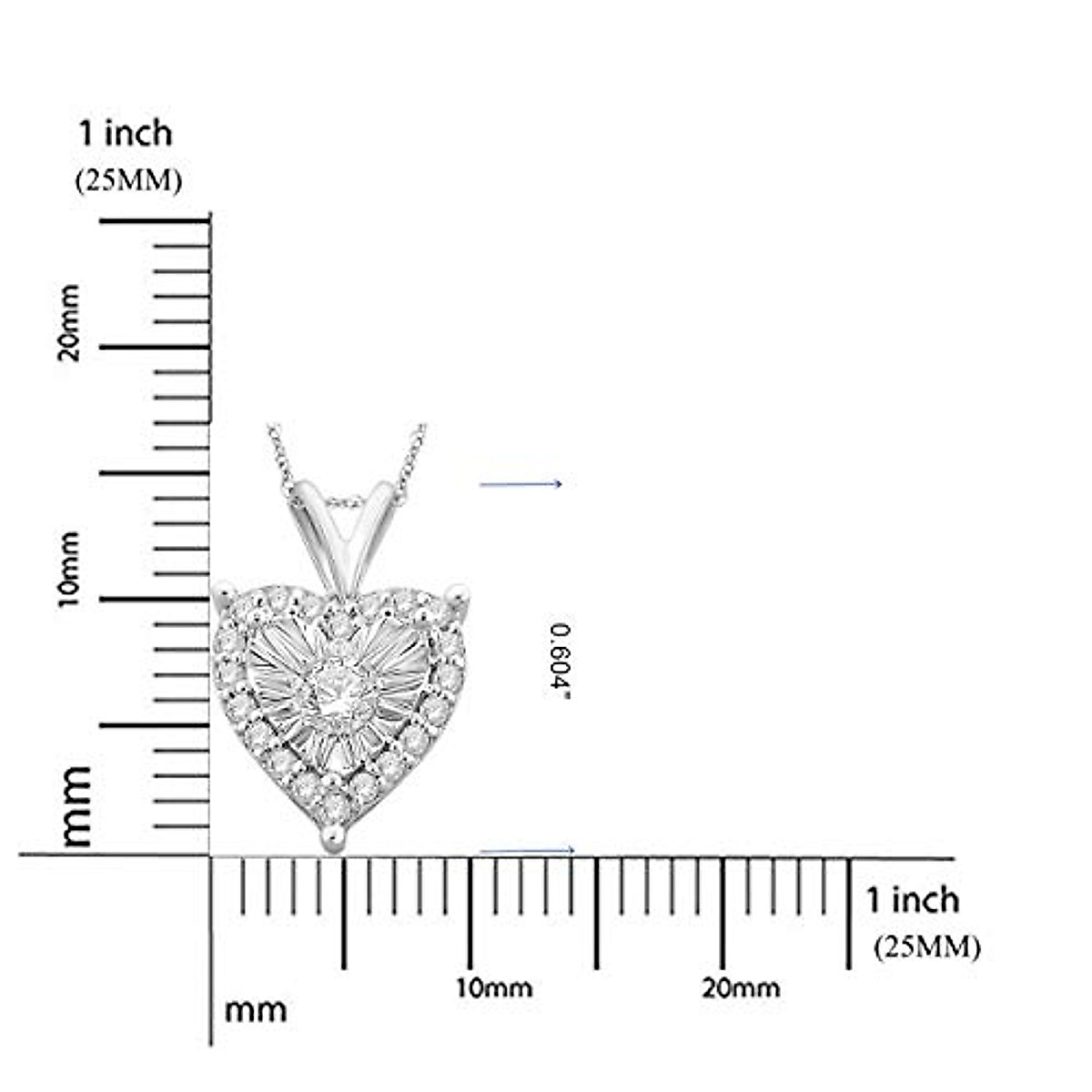NATALIA DRAKE 1/4 Cttw Heart Halo Diamond Necklace for Women in Rhodium Plated 925 Sterling Silver Color H-I/Clarity I1-I2