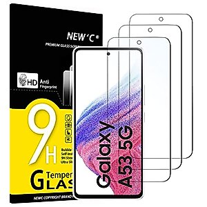 NEW'C [3 Pack] Designed for Samsung Galaxy A53 5G Screen Protector Tempered Glass, Case Friendly Ultra Resistant