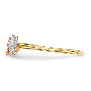 IceCarats 14K Two Tone Gold White 3 Flower Ring Size 7