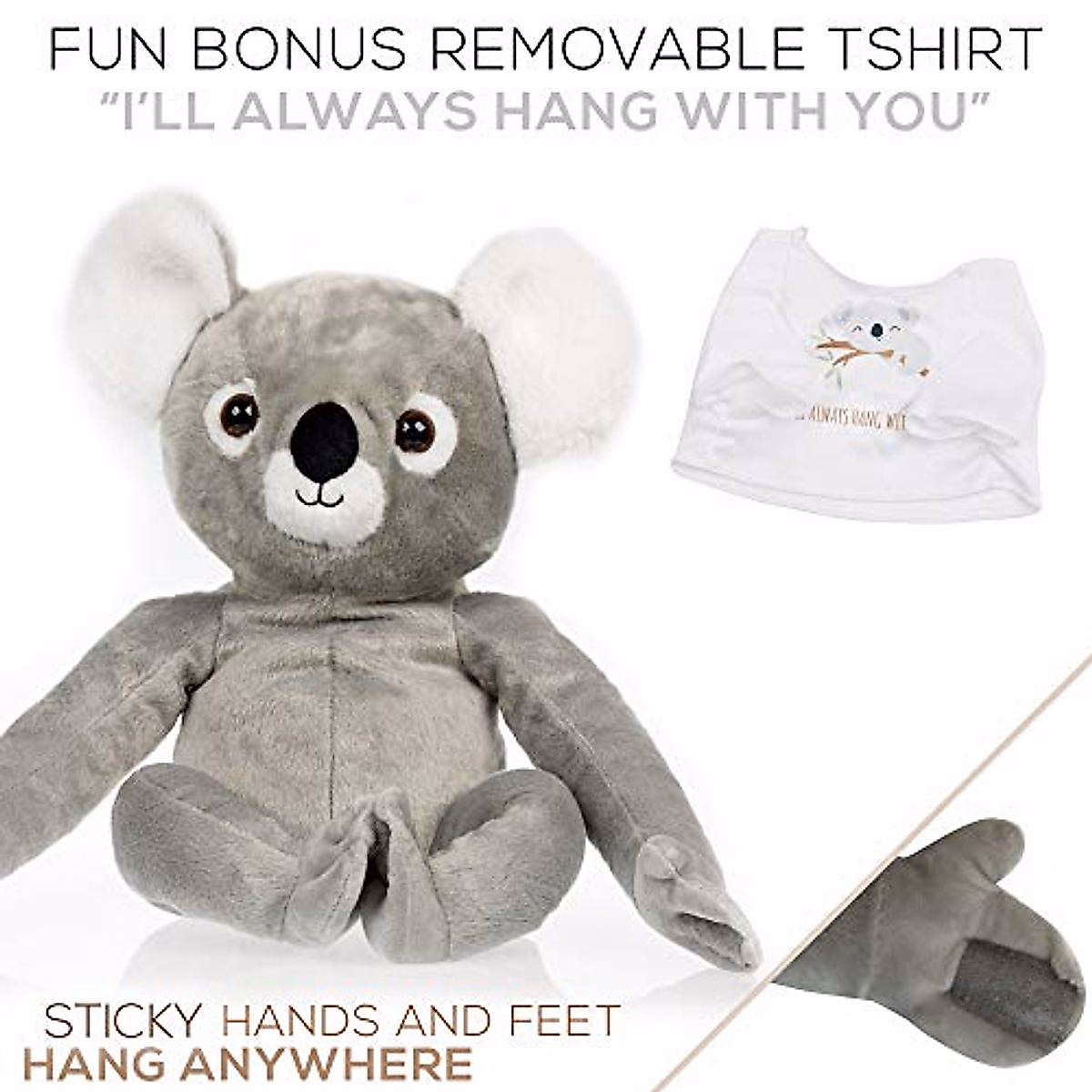 infloatables Stuffed Koala Bear - The Original Large Koala Plush Toy with 'I'll Always Hang with You' Removable T-Shirt - 11 Inch Giant Stuffed Animal Koala - Cuddly Birthday Gift