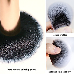 Makeup Brushes Banidy Powder Foundation Brush Flawless Powder Brush Set with Highlighter Brush Blush Brush with Wooden Handle Perfect for Blending, Buffing Liquid, Powder, Foundation, Cream, Concealer