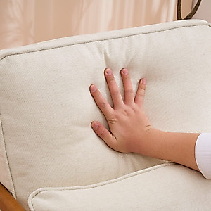 Bonnlo Fine Beige Accent Chairs Set of 2, Upholstered Mid Century Modern Lounge Fabric Chairs Reading Chairs Side Sitting Chair Solid Wood Farmhouse Armchairs for Living Room, Bedroom, Guest Room