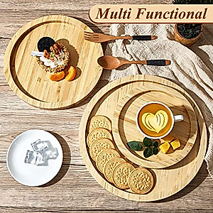 3 Pcs Round Wood Tray Round Serving Trays Set Bamboo Wood Board for Food Wooden Plates Serving Board for Cheese Appetizer Charcuterie Food Vegetables Dessert Home Party 11.8" 9.8" 7.9"