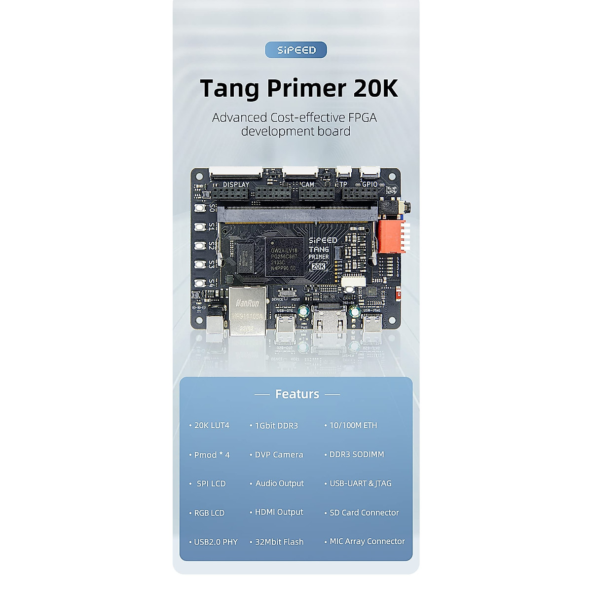 Kocoo Sipeed Tang Primer 20K Gowin GW2A FPGA GoAI Core Board Minimum System (20K Dock Board)