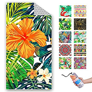 Exclusivo Mezcla Large Quick Dry Beach Towel, Super Absorbent Sand Free Microfiber Beach Towels for Kids Adults (Sunflower, 30"X60"), Compact Pool Camping Towel with Bag