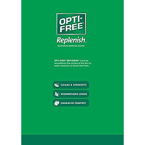 Opti-Free Replenish Multi-Purpose Disinfecting Solution with Lens Case, Twin Pack, 10-Fluid Ounces Each - 2 Count(Pack of 1)