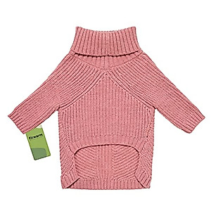 Fitwarm Dog Turtleneck Sweater, Thermal Knitted Pet Coat, Dog Winter Clothes for Small Dogs, Cat Apparel, Pink, Medium