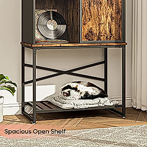 Bestier Wine Bar Cabinet for Liquor and Glasses Coffee Station Buffet Sideboard with Wine Glass Rack Mini Bar for Home Kitchen Storage Cabinet with Sliding Door and Open Shelf