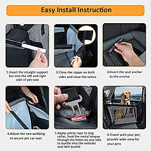 Dog Car Seat for Pet Travel with Waterproof Pad, Half seat Dog Hammock,Harness Hook, Breathable Mesh, and Adjustable Backseat Safety Belt, Small, Medium, Large Size