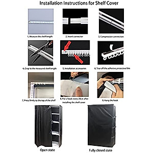 ZOOLYO Shelving Cover Storage Shelf Cover Wire Rack Shelving Cover, Fits Racks 48Wx24Dx72H inch,Fast and Convenient Access to Item (Black,only Cover).