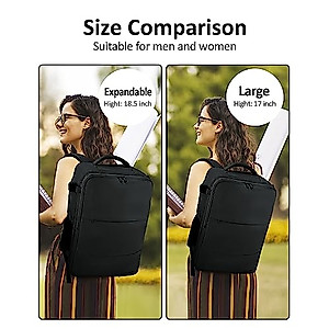 Travel Laptop Backpack, 40l Extra Large Laptop Backpack for Men Women, Business Carry on Backpack with USB Charging Port Fits 17 Inch Notebook, College Bookbag Duffel Bag for Weekender Work, Black