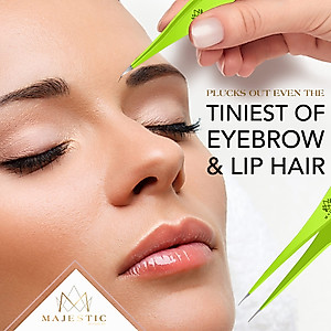 Majestic Bombay Fine Point Tweezers for Women and Men – Splinter Ticks, Facial, Brow and Ingrown Hair Removal–Sharp, Needle Nose, Surgical Tweezers Precision Pluckers best tweezers for chin hair