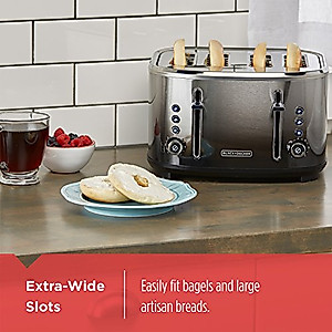 BLACK+DECKER 4-Slice Extra-Wide Slot Toaster, Stainless Steel, Ombré Finish, TR4310FBD,Black/Silver Ombre
