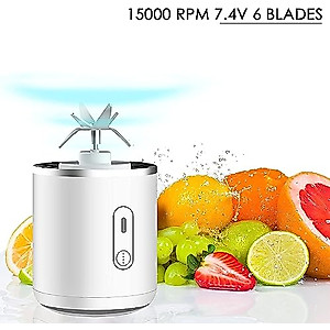Portable Blender, Personal Travel Blender with USB Rechargeable Fruit Juice Mixer, MiniSize Blender for Smoothies and Shakes Small Juicer Cup 400ML/14 Oz