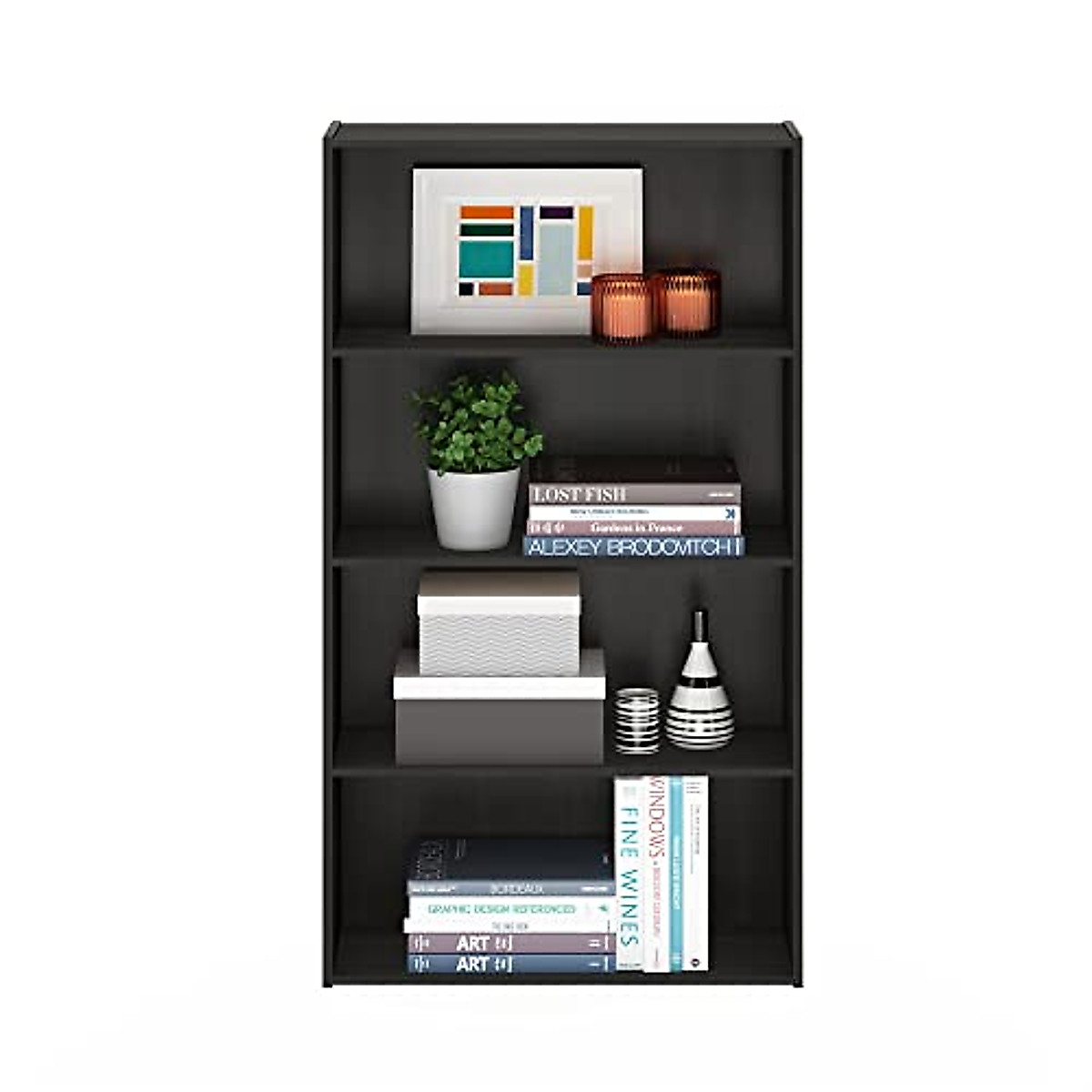 Furinno Pasir 4-Tier Bookcase / Bookshelf / Storage Shelves, Espresso