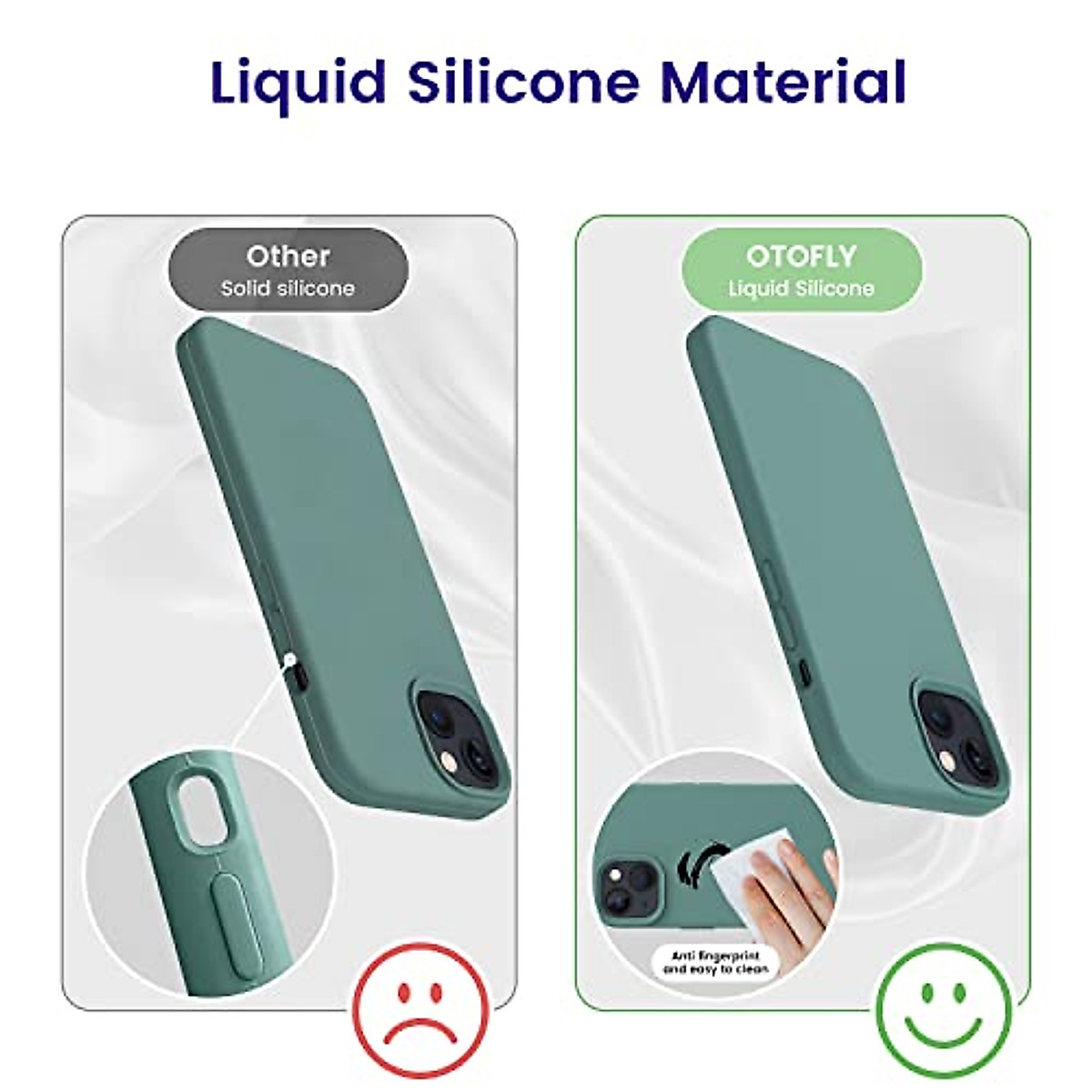 OTOFLY Designed for iPhone 14 Case, Silicone Shockproof Slim Thin Phone Case for iPhone 14 6.1 inch (Pine Green)